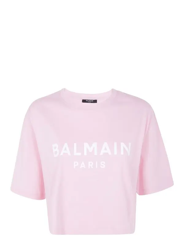 Balmain Printed Cropped T-shirt - Pink