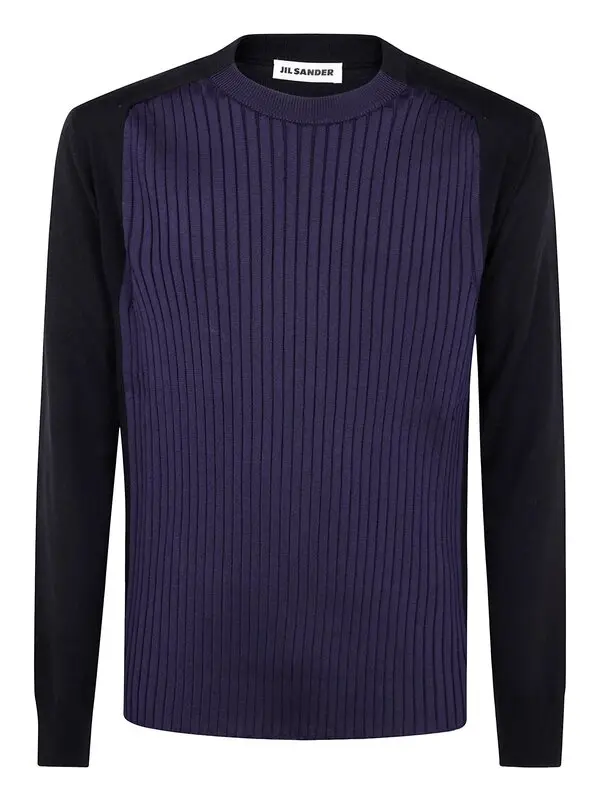 JIL SANDER Ribbed Virgin Wool Jumper - Blue