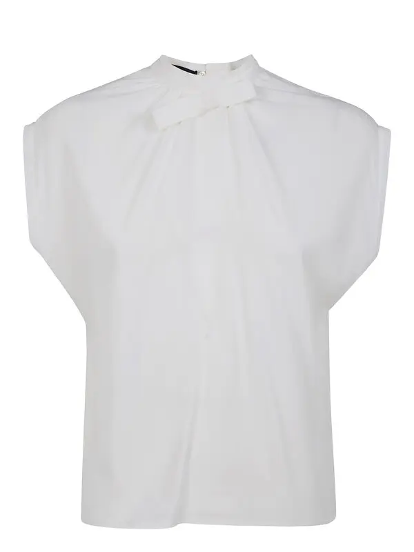 DRHOPE Silk Blend Bow Blouse - White