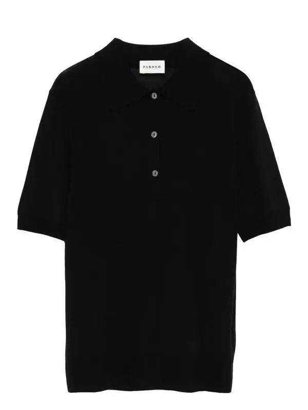 P.a.r.o.s.h Fine Knit Polo Sweater - Black