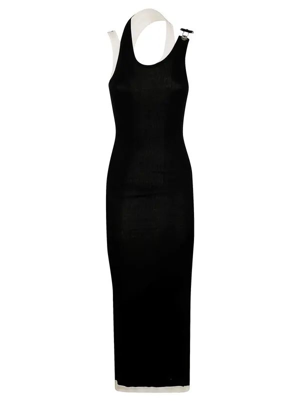 Jean Paul Gaultier Cotton Ribbed Twisted Sleeveless Dress - Black