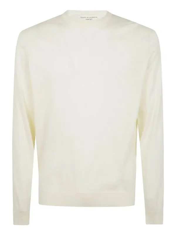 FILIPPO DE LAURENTIIS Long Sleeve Round Neck Sweater - White