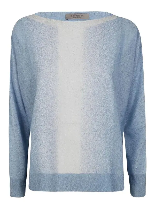 D.exterior Lux Long Sleeve Oversized T-shirt - Blue