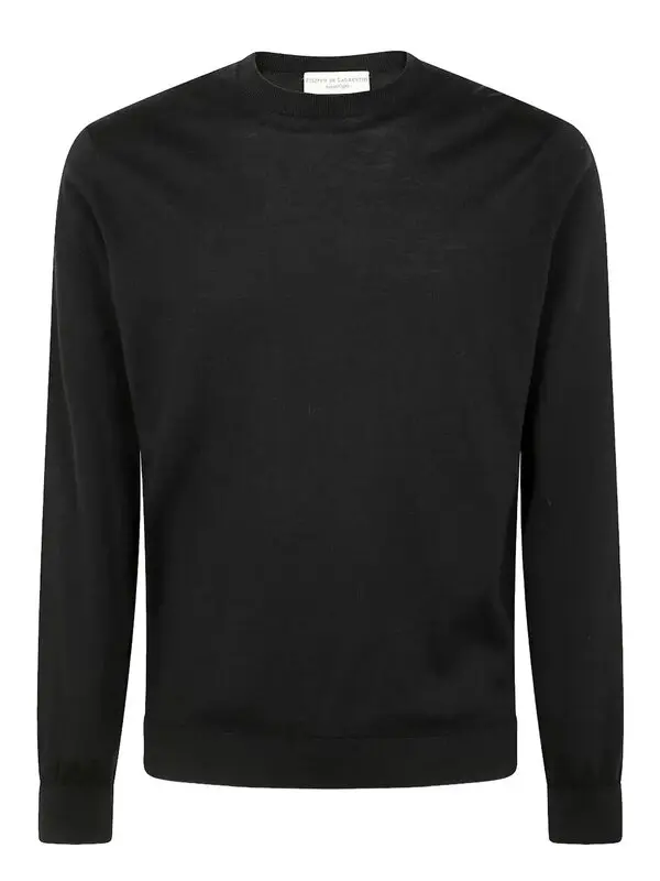 FILIPPO DE LAURENTIIS Long Sleeve Round Neck Sweater - Black