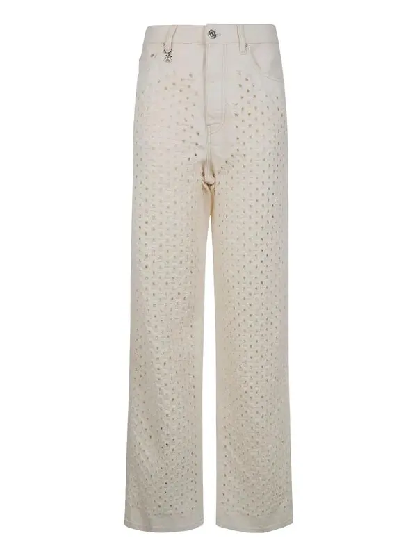 Amiri Boucle Denim Straight Jeans - Beige