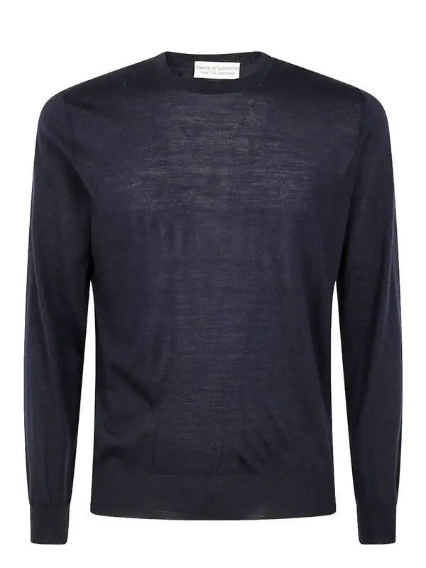 FILIPPO DE LAURENTIIS Long Sleeve Round Neck Sweater - Blue