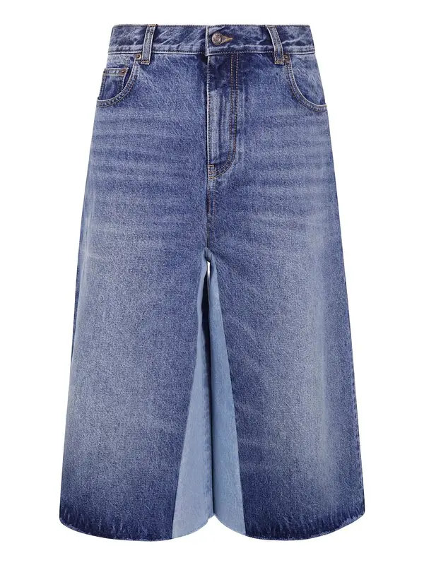 Chloé Denim Midi Skirt - Blue