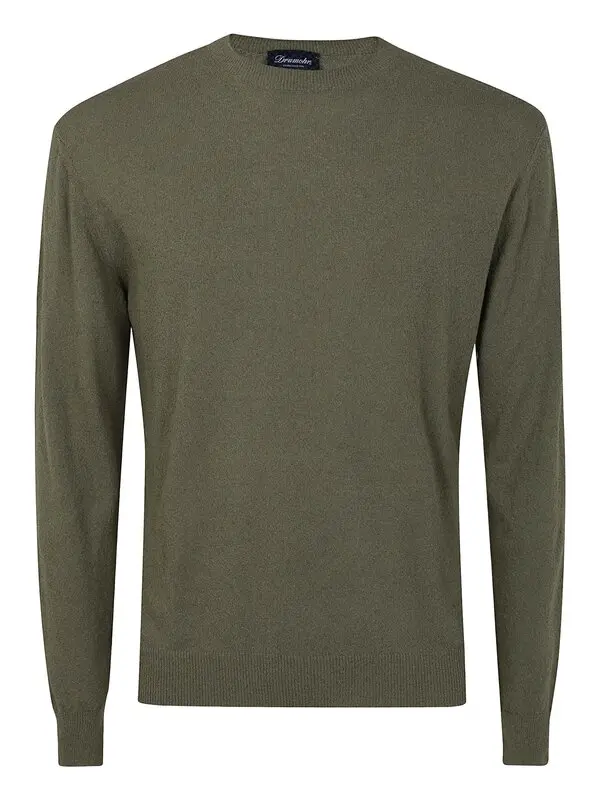 DRUMOHR Long Sleeve Round Neck Sweater - Green