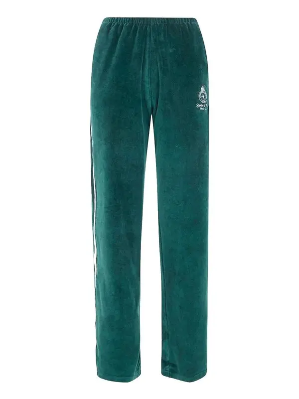 SPORTY & RICH Crown Tennis Velour Sweatpants - Green