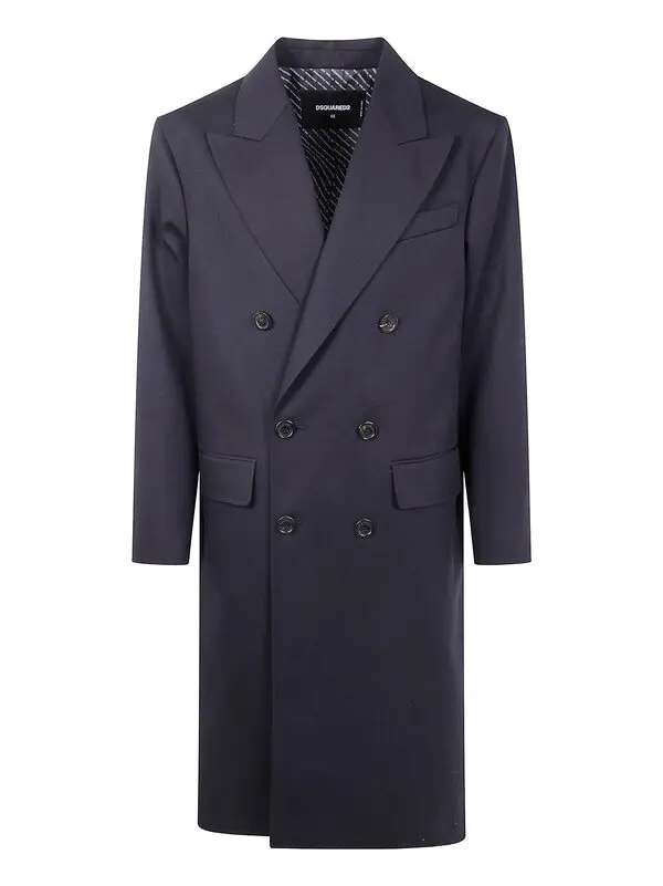 Dsquared2 Evening Double-breasted Coat - Black