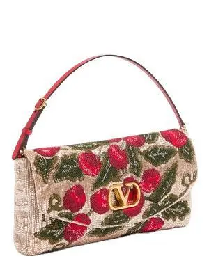 Valentino Garavani Devain Embroidered Small Shoulder Bag - Red