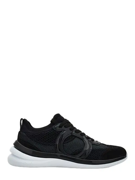 FERRAGAMO Gancini Sneakers With Mesh Detail - Black