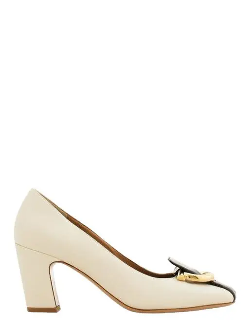 FERRAGAMO Gancini Block Heel Pump - Gold