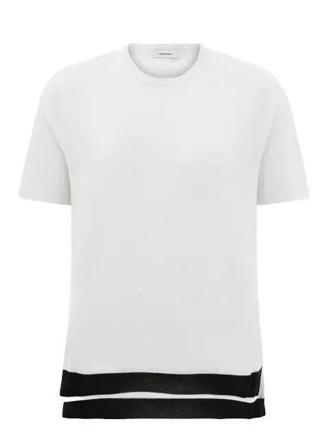 FERRAGAMO Knitted Silk T-shirt - Black / White
