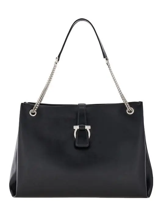 FERRAGAMO Tote Bag With Metallic Hardware - Black