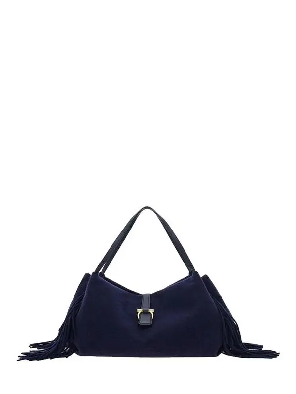 FERRAGAMO Tote Bag With Metallic Hardware - Navy