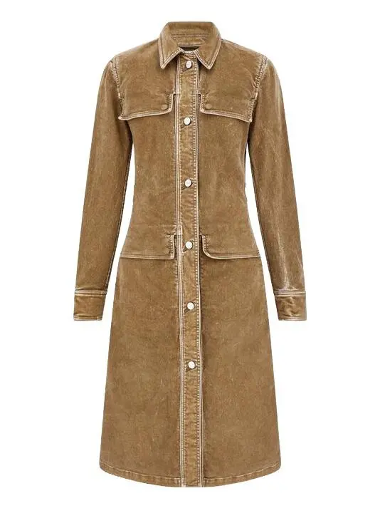 FERRAGAMO Flocked Velvet Trench Coat - Neutral