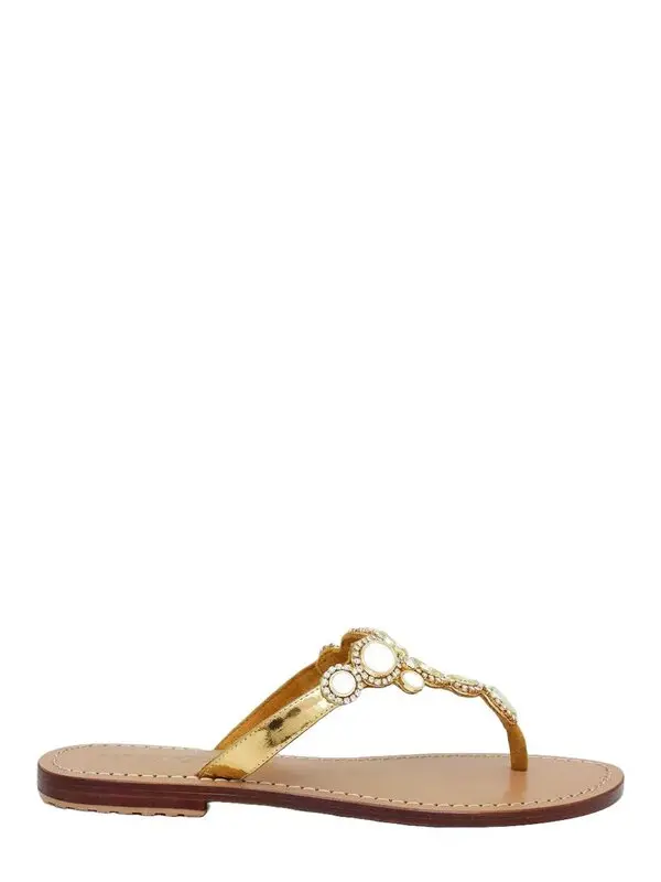 Mystique Embellished Flat Sandals - Brown