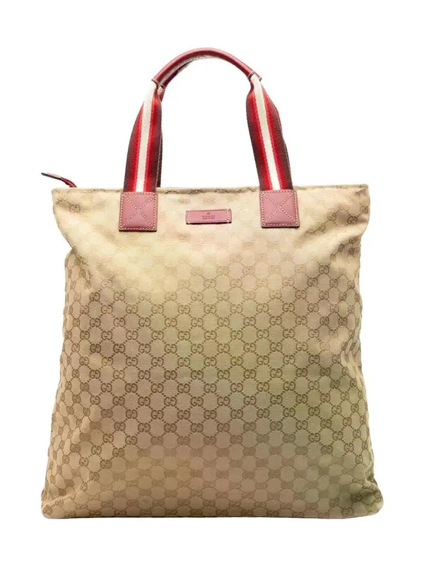 Gucci Gg Canvas Web Tote Bag - Brown