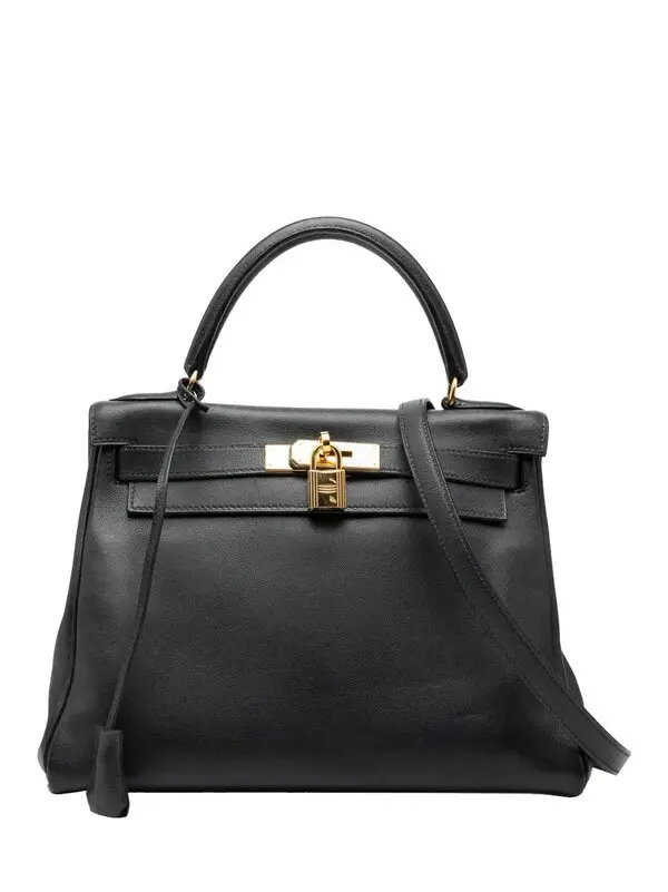 Hermès 1998 Togo Kelly Ii Retourne 28 Satchel - Black