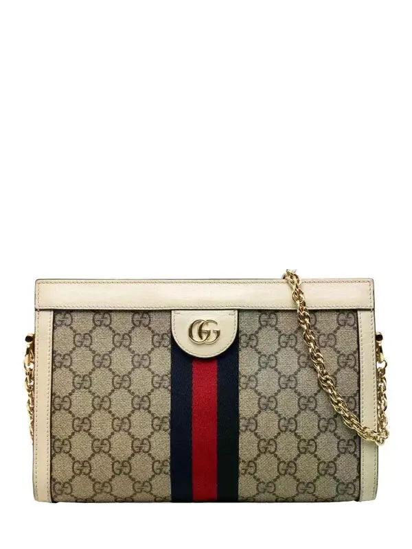 Gucci Gg Supreme Web Ophidia Chain Crossbody Bag - Brown