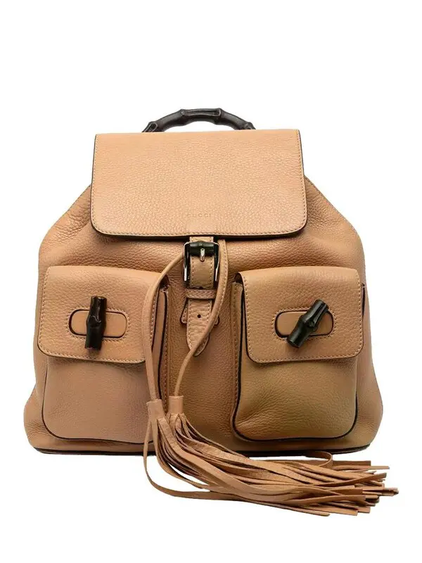 Gucci 2000-2015 Leather Bamboo Tassel Backpack - Brown