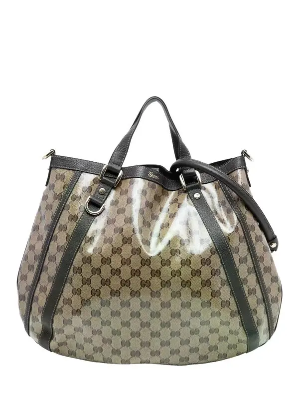 Gucci Gg Crystal Abbey D-ring Convertible Tote Satchel - Brown