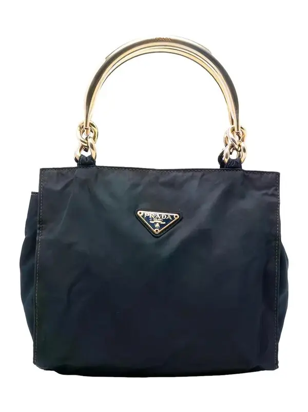 Prada 2000-2013 Tessuto Handbag With Metal Handle - Blue