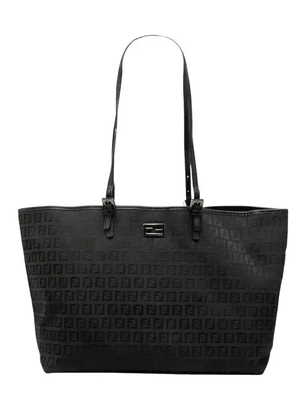 Fendi 2000-2010 Large Zucchino Canvas Tote Bag - Black