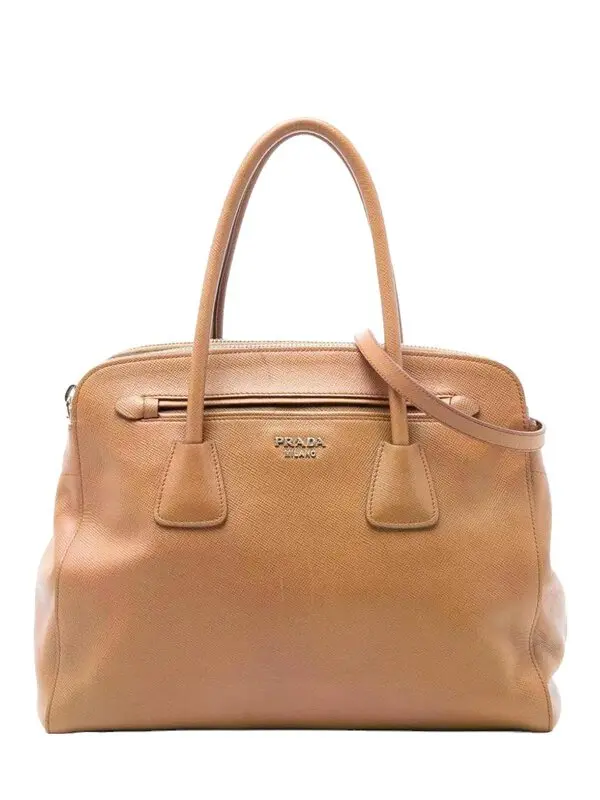 Prada Saffiano Cuir Satchel 2021-2025 - Brown