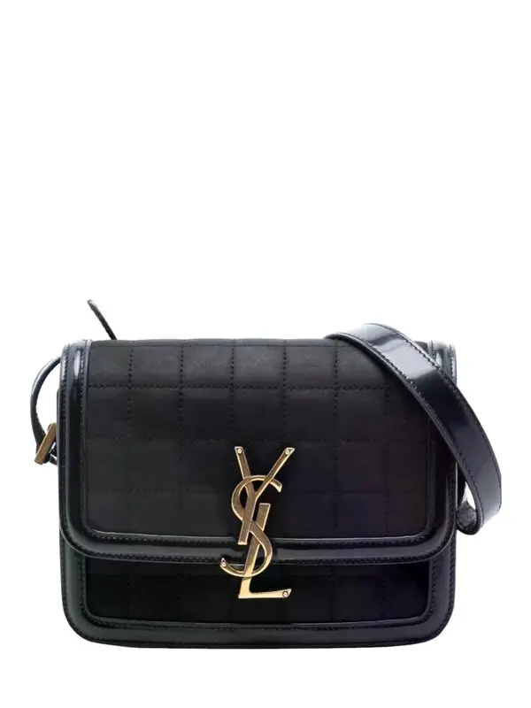 Saint Laurent Small Quilted Suede Solferino Satchel - Black