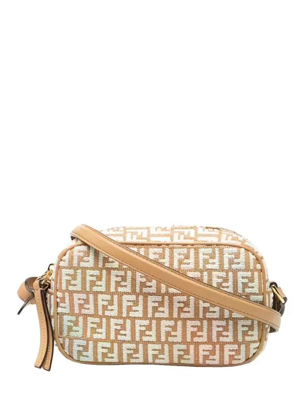 Fendi Mini Raffia Ff 1974 Camera Crossbody Bag - Brown