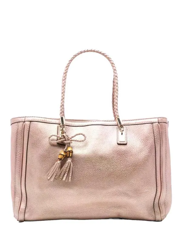 Gucci Medium Metallic Leather Bella Tote Bag - Pink