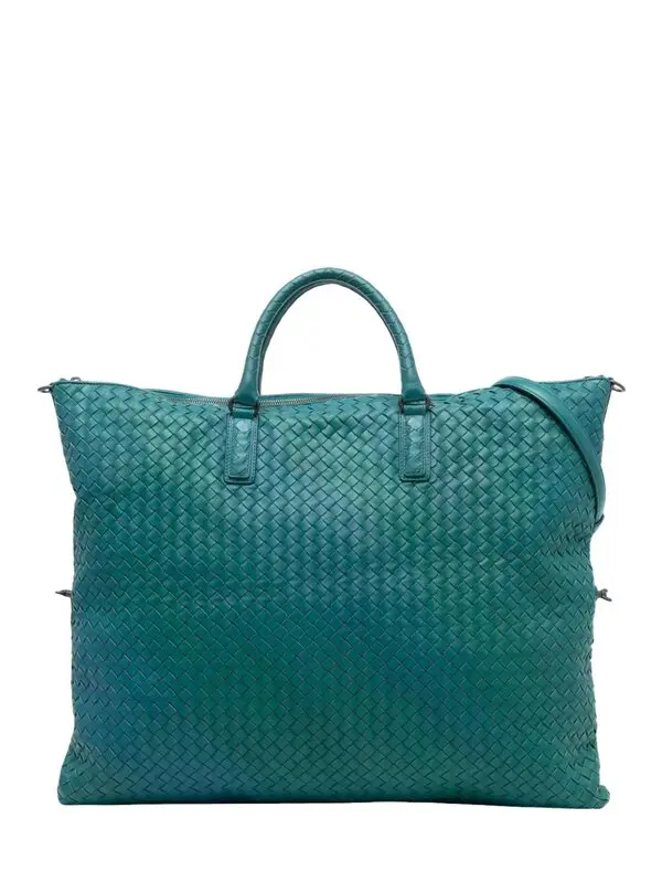 Bottega Veneta Maxi Nappa Intrecciato Convertible Tote Travel Bag - Blue