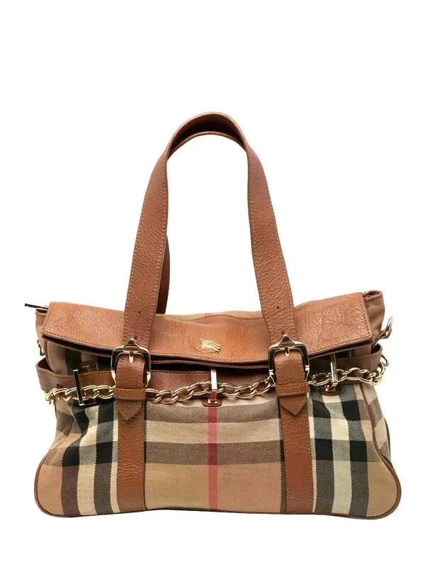 Burberry House Check Canvas Handbag - Brown