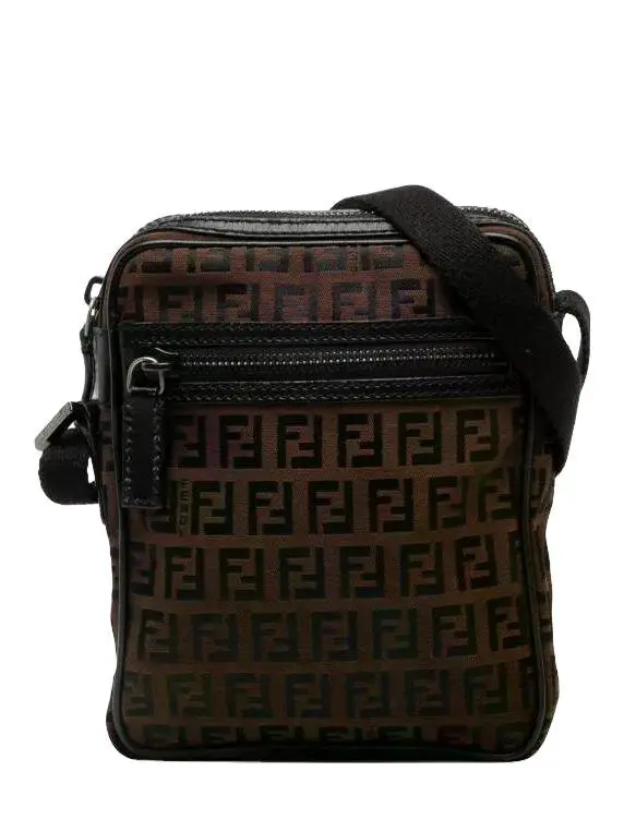 Fendi 2000-2010 Zucchino Canvas Crossbody Bag - Brown