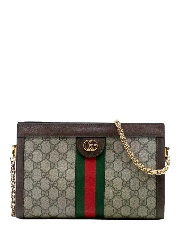 Gucci Gg Supreme Ophidia Chain Crossbody Bag - Brown
