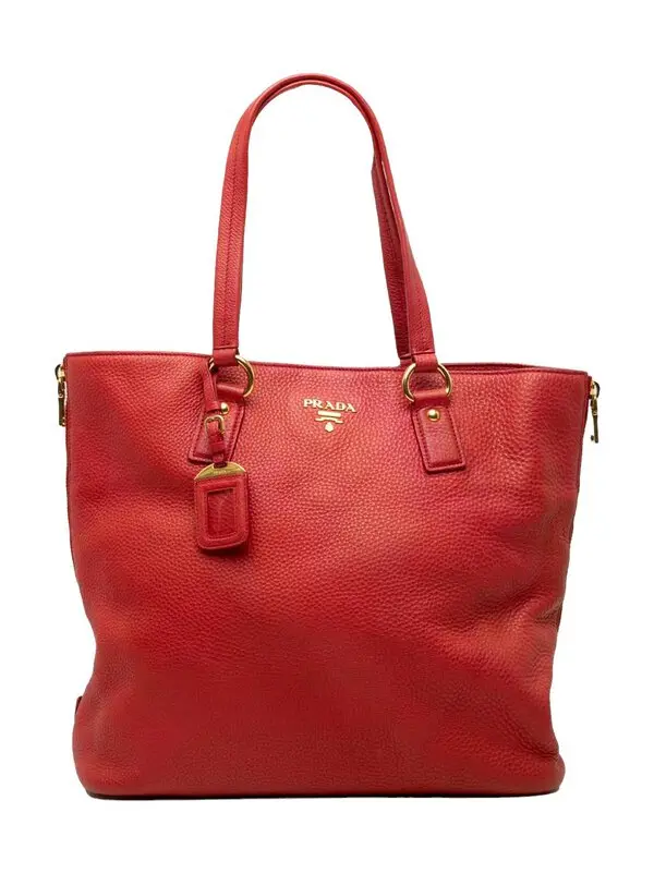 Prada Vitello Daino Side Zip Tote Bag - Red