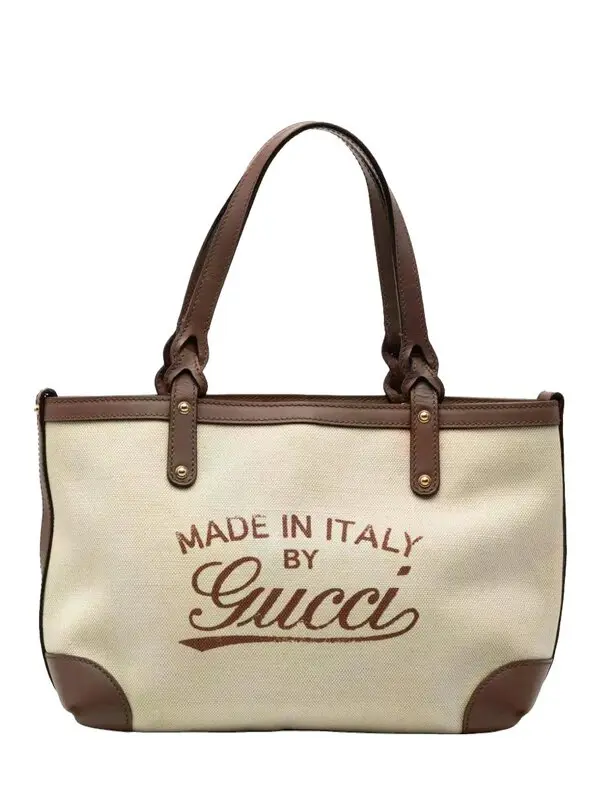 Gucci 2000-2015 Small Canvas Logo Craft Tote Bag - Brown