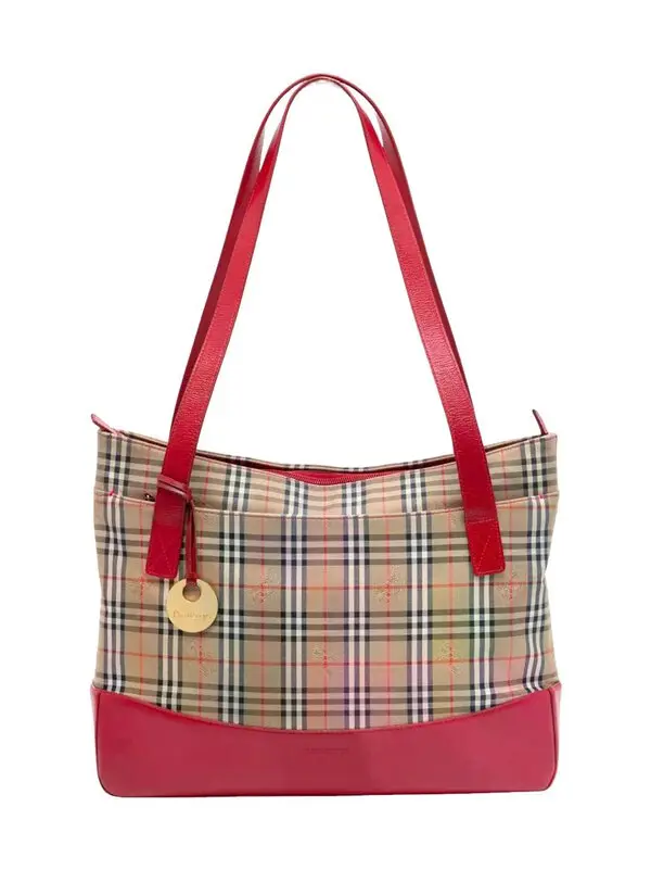 Burberry Haymarket Check Canvas Tote Bag - Brown