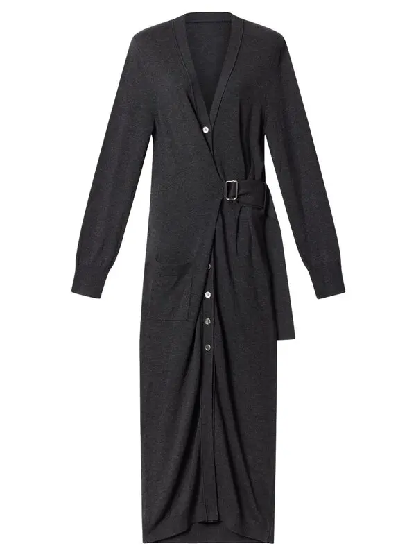 Isabel Marant Long Wool-blend Constance Wrap Dress - Anthracite