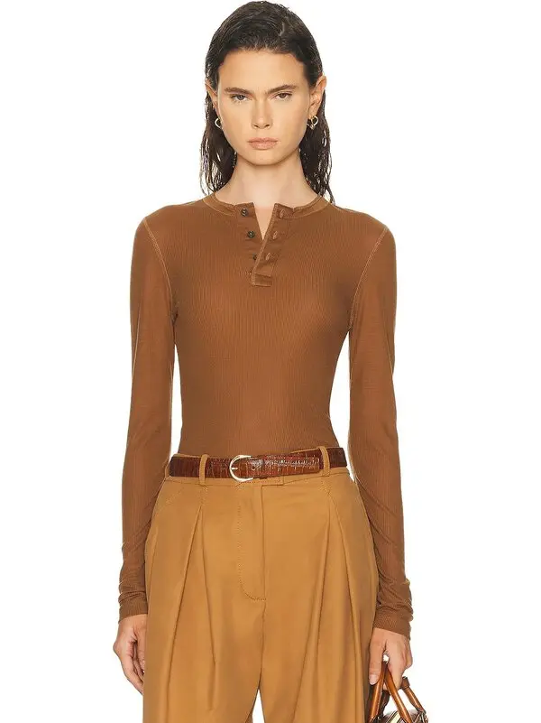 Ami Long Sleeve Top - Hazelnut