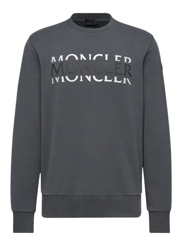 Moncler Logo Cotton Jersey Long-sleeve T-shirt - Grey