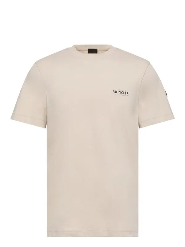 Moncler Logo Cotton Jersey T-shirt - Beige