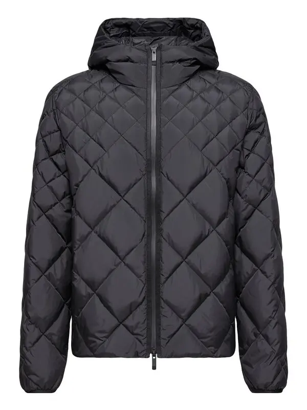 Moncler Merak Geometric-quilted Hooded Down Jacket - Black