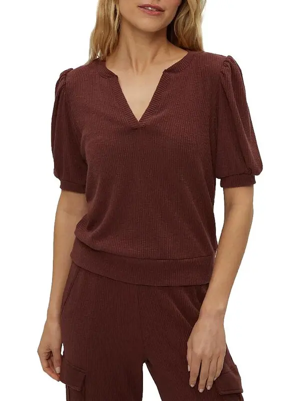 Michael Stars Quinn Puff Sleeve Top - Espresso