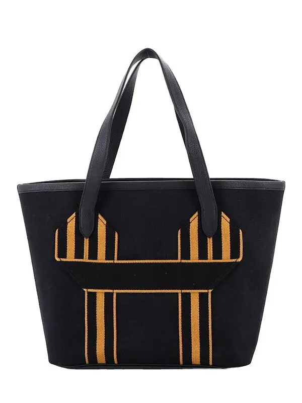 HERMES Pursangle Tote Canvas With Leather - Black