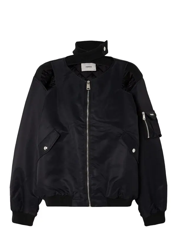 Coperni Cutout Satin Bomber Jacket - Black