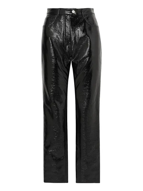 COURREGES Coated Cotton-blend Slim-leg Pants - Black