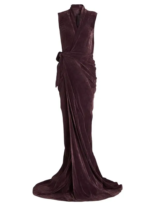 Rick Owens Draped Velvet Gown - Grape